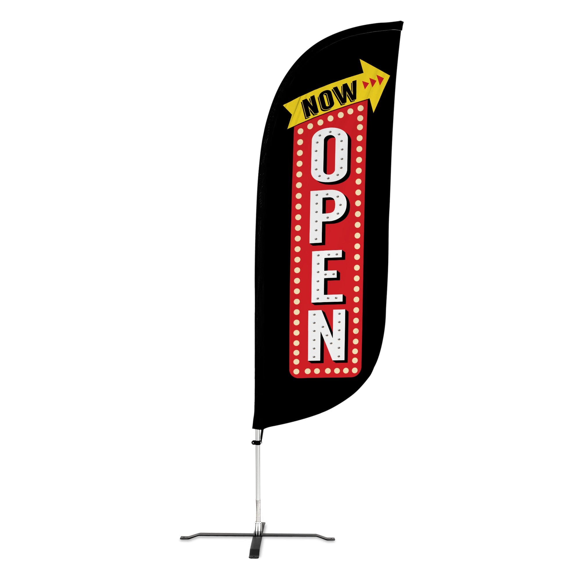 Now Open Feather Flag – 8ft Vintage Marquee Style Sign – LookOurWay
