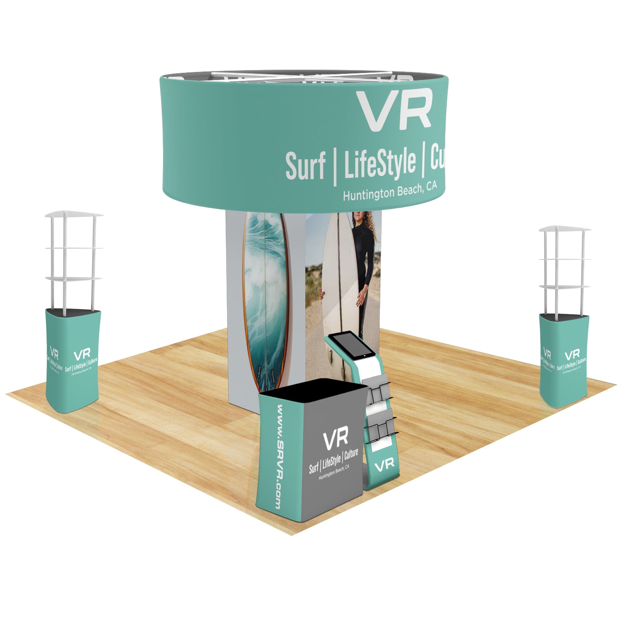 Trade Show Display Tower with Shelves & Media Stand | LookOurWay