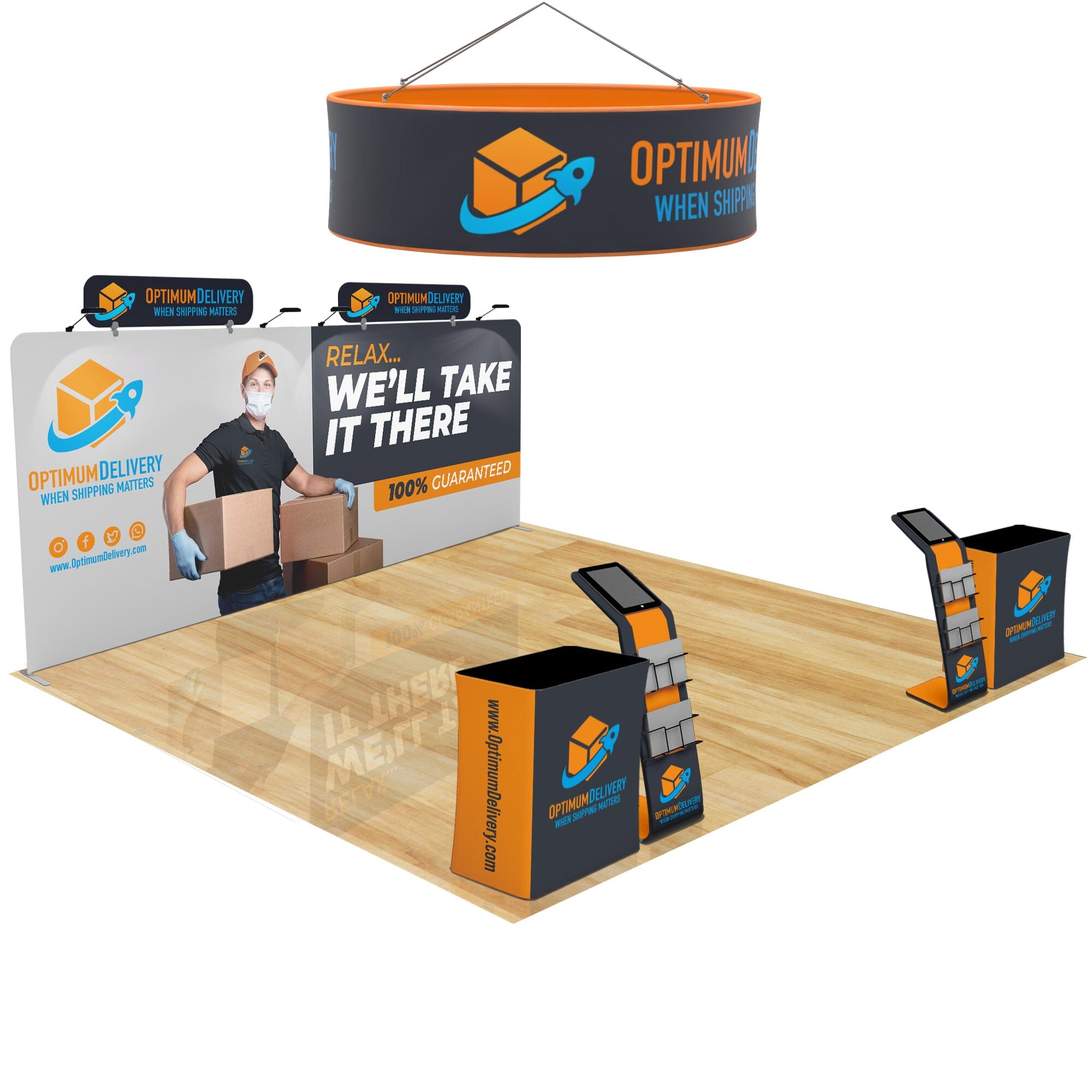 20x20 Trade Show Display with Hanging Banner | Trade Show Displays ...