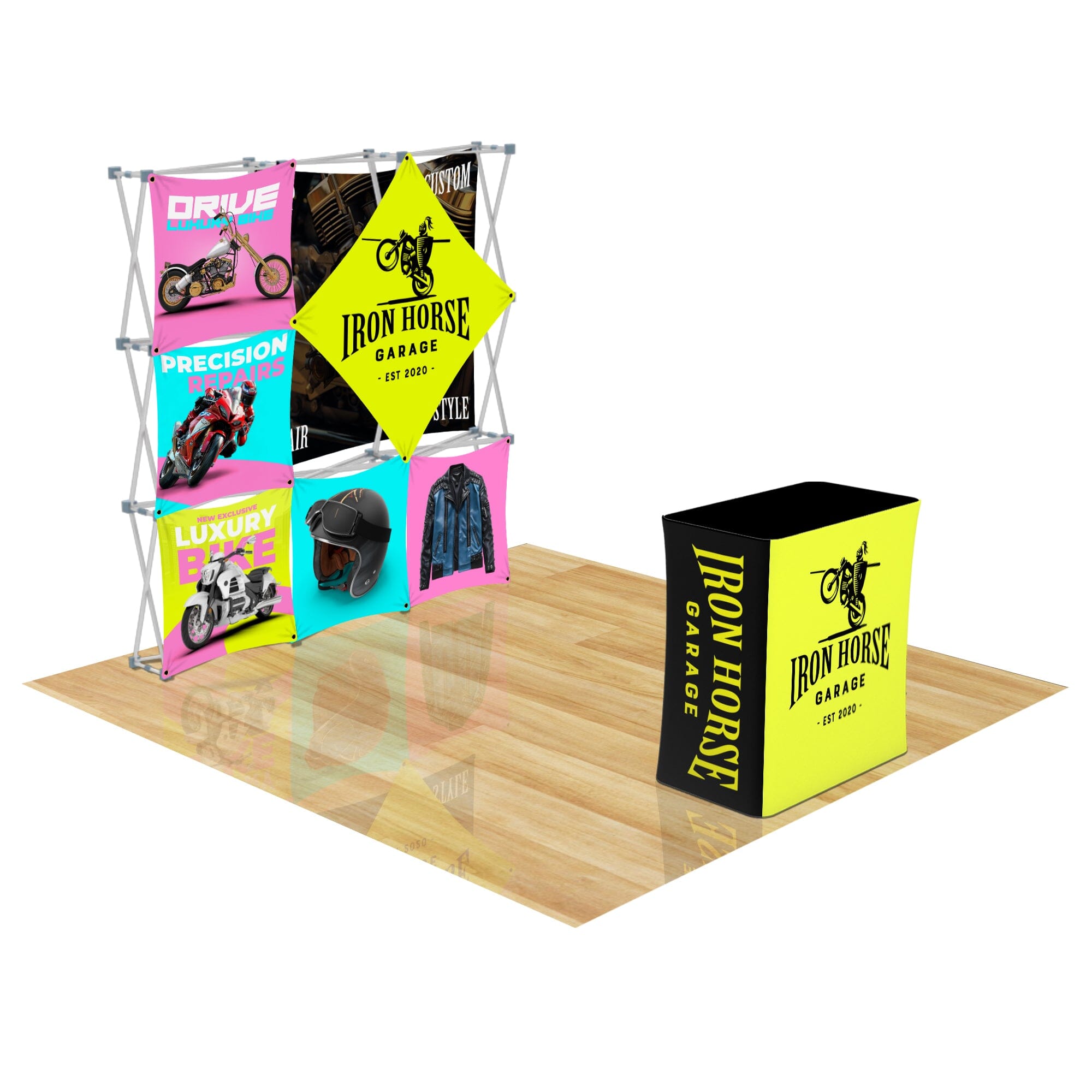 Custom GeoMetrix Pop-Up Trade Show Booth Display - (3x3 - 7 Panel ...