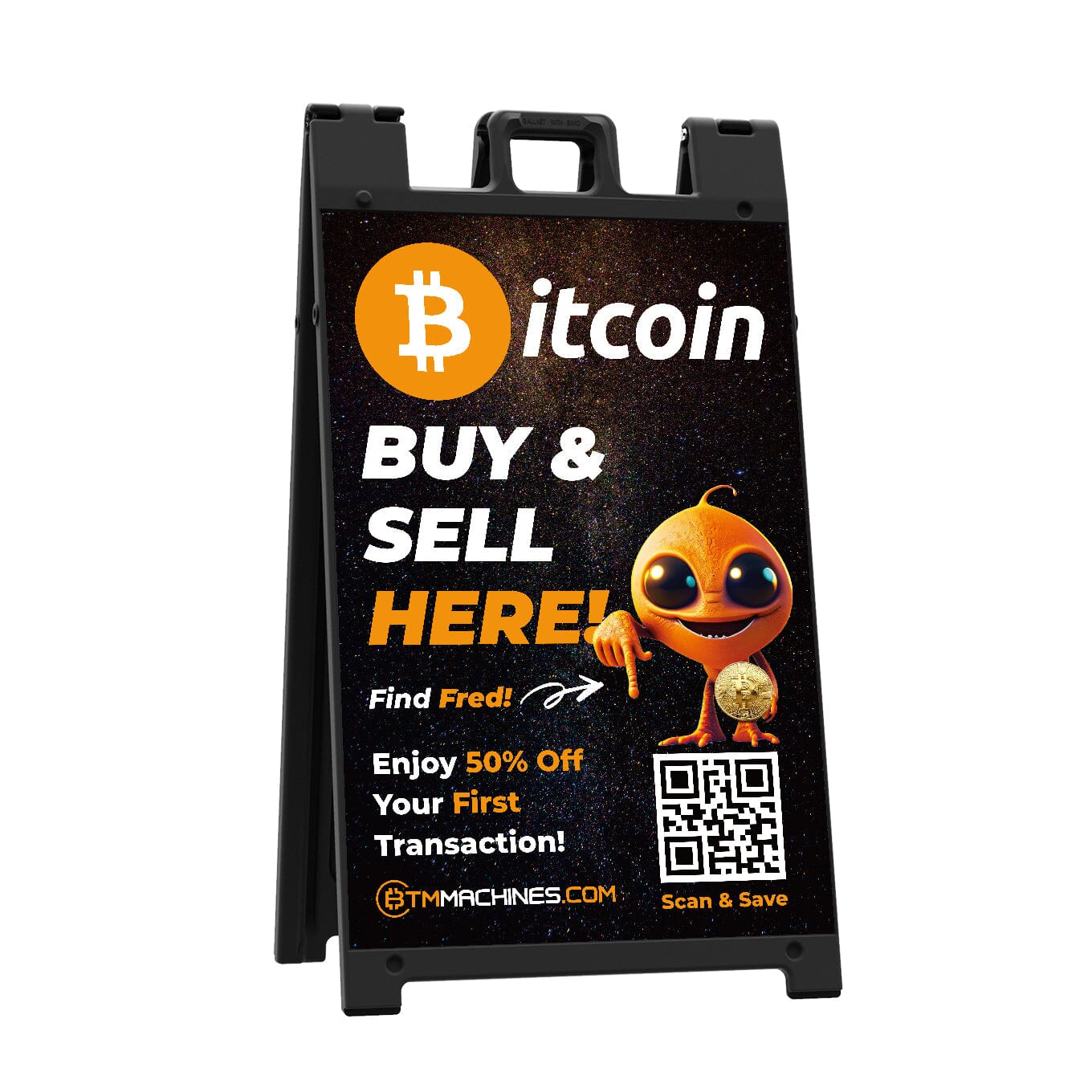 BTM Machine 24x36 Deluxe A-Frame Sign (with black plastic) – LookOurWay