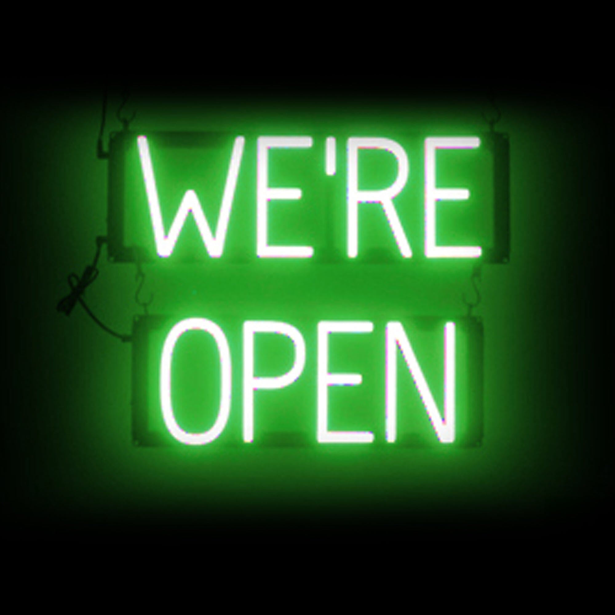 SpellBrite "WE'RE OPEN" Neon LED Sign – LookOurWay