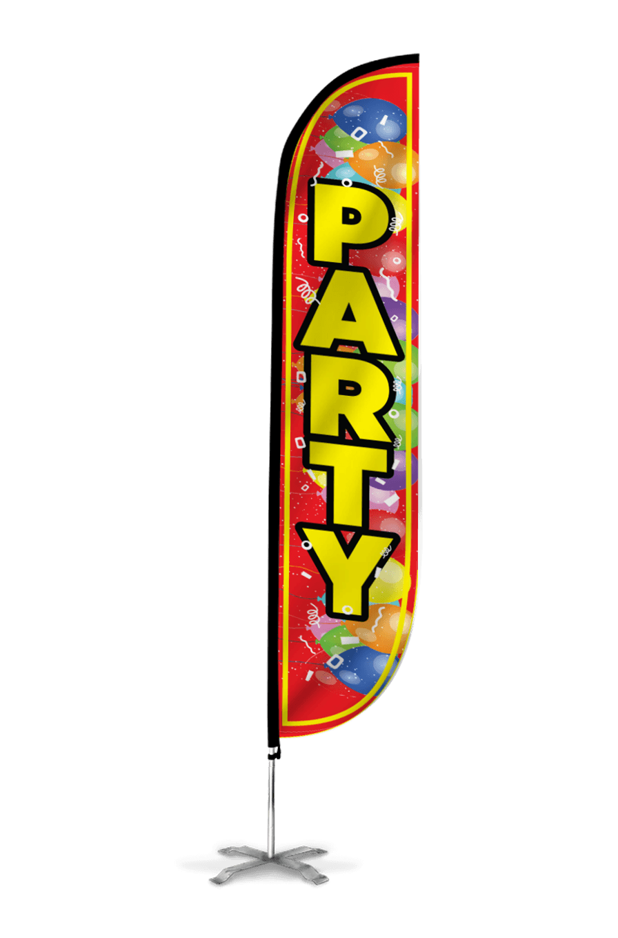 Party Feather Flag with Balloons – LookOurWay